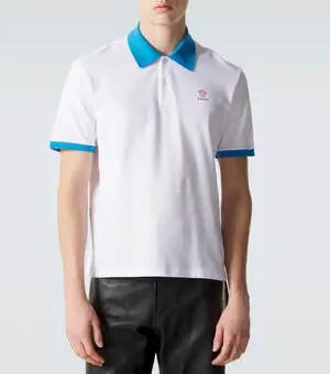 Versace Printed Cotton Piqué Polo Shirt