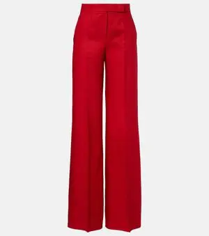 Max Mara Badesse Linen Wide-leg Pants - Red