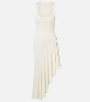 Alaïa Asymmetric Jersey Midi Dress - White