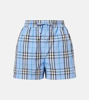 Burberry Check Cotton Shorts - Blue