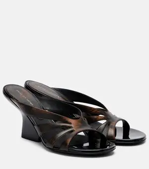 Dries Van Noten Distressed Leather Mules - Brown