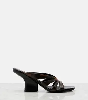 Dries Van Noten Distressed Leather Mules - Brown