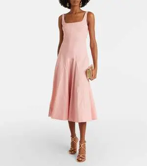 Staud Willow Cotton Midi Dress - Pink