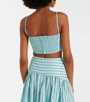 Staud Federico Striped Cotton-blend Crop Top - Blue
