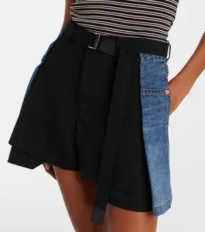 Sacai Paneled Denim Shorts - Blue