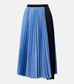 Sacai Striped Cotton-blend Poplin Midi Skirt - Blue