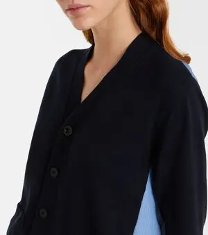Sacai Striped Cotton Poplin Cardigan