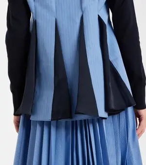 Sacai Striped Cotton Poplin Cardigan