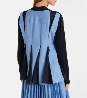Sacai Striped Cotton Poplin Cardigan