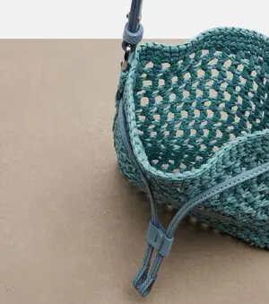 TOD'S Mini Raffia-effect Bucket Bag - Blue