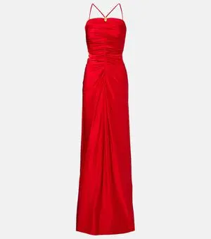 Max Mara Oggetti Ruched Halterneck Gown - Red
