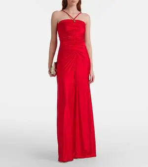 Max Mara Oggetti Ruched Halterneck Gown