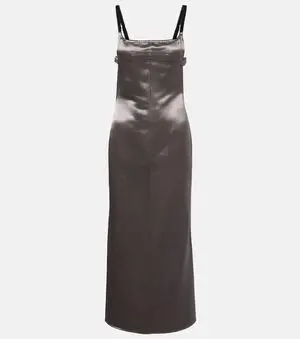 Attico Open-back Satin Midi Dress - Grey