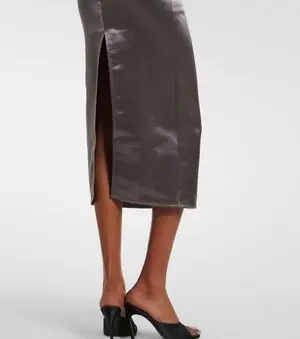 Attico Open-back Satin Midi Dress - Grey