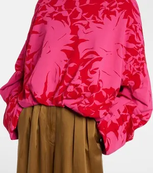 Dries Van Noten Draped Floral Cotton Jersey Sweatshirt - Red