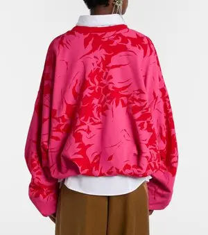 Dries Van Noten Draped Floral Cotton Jersey Sweatshirt - Red