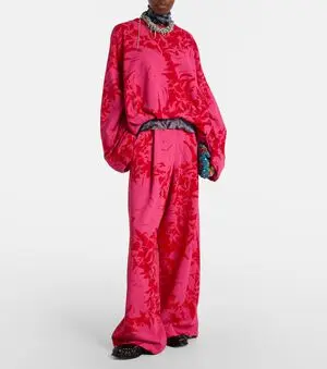 Dries Van Noten Draped Floral Cotton Jersey Sweatshirt - Red