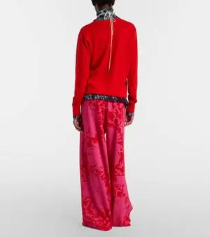 Dries Van Noten Floral Pleated Cotton Jersey Sweatpants - Red