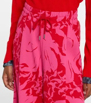 Dries Van Noten Floral Pleated Cotton Jersey Sweatpants - Red