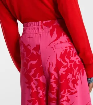Dries Van Noten Floral Pleated Cotton Jersey Sweatpants - Red