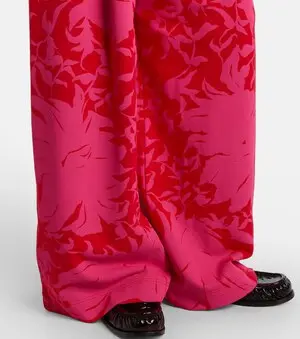 Dries Van Noten Floral Pleated Cotton Jersey Sweatpants - Red
