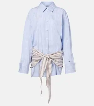 Attico Striped Cotton Shirt Dress - Blue