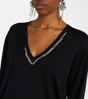 Dries Van Noten Embellished Merino Wool Sweater - Black