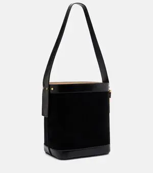 Versace La Medusa Suede Shoulder Bag - Black