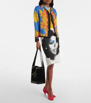 Versace La Medusa Suede Shoulder Bag - Black