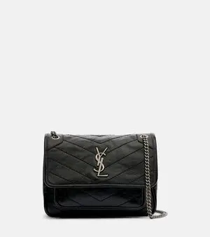 Saint Laurent Niki Mini Embellished Leather Crossbody Bag - Black