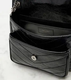 Saint Laurent Niki Mini Embellished Leather Crossbody Bag - Black