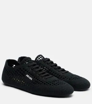 Prada Collapse Crochet Sneakers - Black