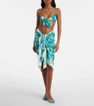 Chloé Floral Cotton Beach Cover-up - Blue