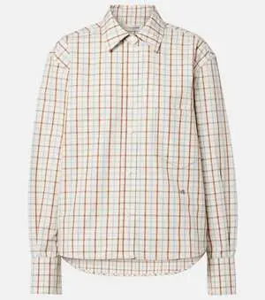 Victoria Beckham Ellis Checked Cotton Shirt - Beige