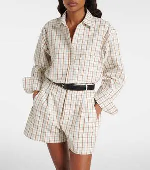 Victoria Beckham Ellis Checked Cotton Shirt - Beige