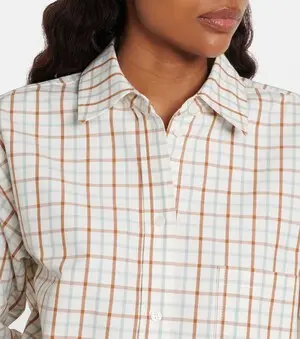Victoria Beckham Ellis Checked Cotton Shirt - Beige