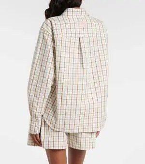 Victoria Beckham Ellis Checked Cotton Shirt - Beige