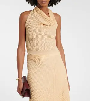 Victoria Beckham Draped Knitted Crop Top