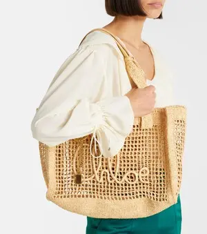 Chloé East-west Raffia Tote Bag - Beige