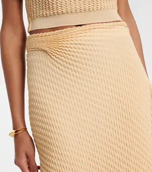 Victoria Beckham Knitted Asymmetric Cotton-blend Midi Skirt - Beige