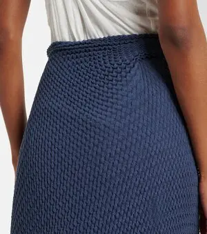 Victoria Beckham Draped Knitted Cotton-blend Midi Skirt - Blue