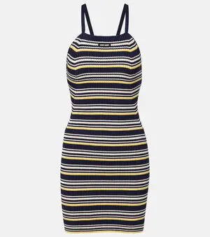 Miu Miu Striped Cotton-blend Minidress - Multicoloured