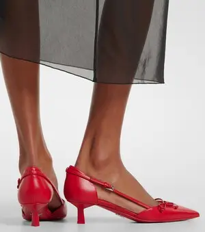 Prada Bow-detail Leather Pumps - Red