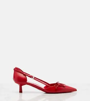 Prada Bow-detail Leather Pumps - Red