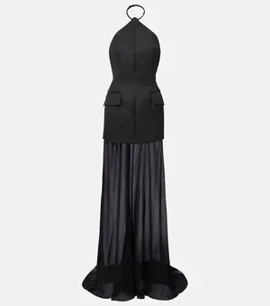 Sportmax Pinne Silk-trimmed Maxi Dress - Black