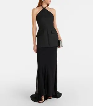 Sportmax Pinne Silk-trimmed Maxi Dress - Black