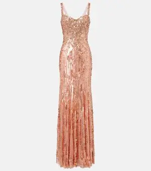 Jenny Packham Da Vinci Embellished Bustier Gown - Pink