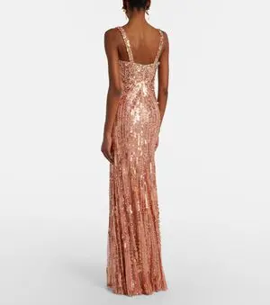 Jenny Packham Da Vinci Embellished Bustier Gown - Pink