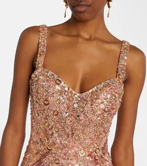 Jenny Packham Da Vinci Embellished Bustier Gown - Pink