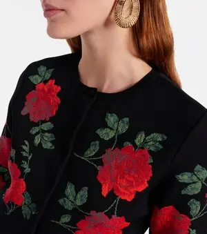 Carolina Herrera Floral Jacquard Cropped Cardigan